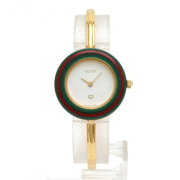 Gucci | Accessories | Gucci Change Bezel White Dial Gp Ladies Quartz ...
